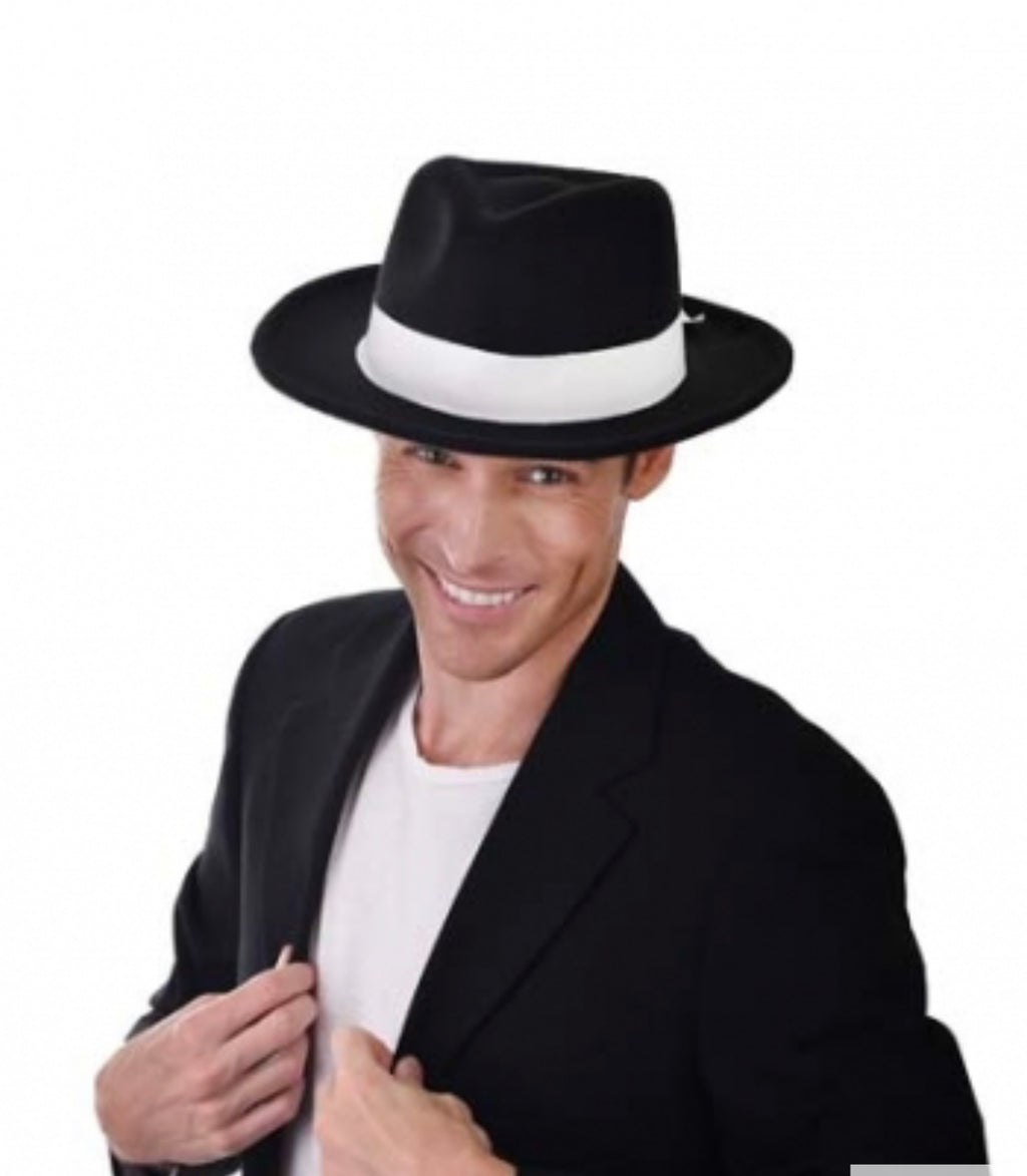 Tomfoolery Black Fedora with White Band – Prima Dance Warehouse
